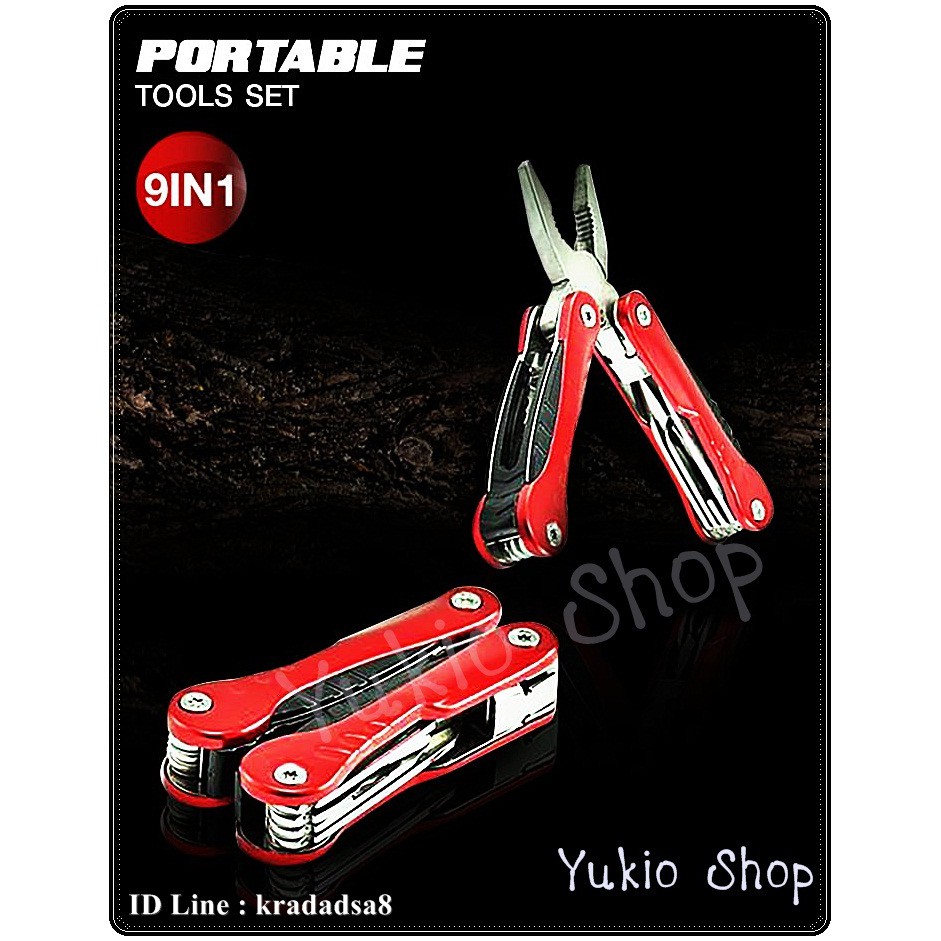 คีมและเครื่องมือช่างเอนกประสงค์พับได้ 9in1 ขนาดพกพา (สีแดง) | Shopee Thailand