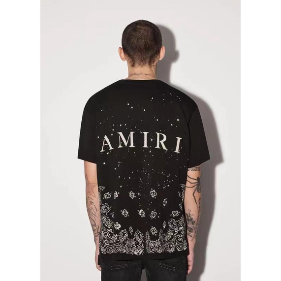 เสื้อยืดแขนสั้น พิมพ์ลายโลโก้ Amiri 22ss bone splash Cashew flower letter สไตล์สตรีท | Shopee ...
