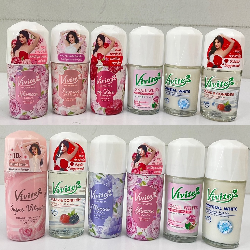 (10 สูตร) Vivite Roll-on วีไวต์ ไวท์เทนนิ่ง โรลออน ผลิตภัณฑ์ระงับกลิ่นกาย 20 มล.- 45 มล. ...