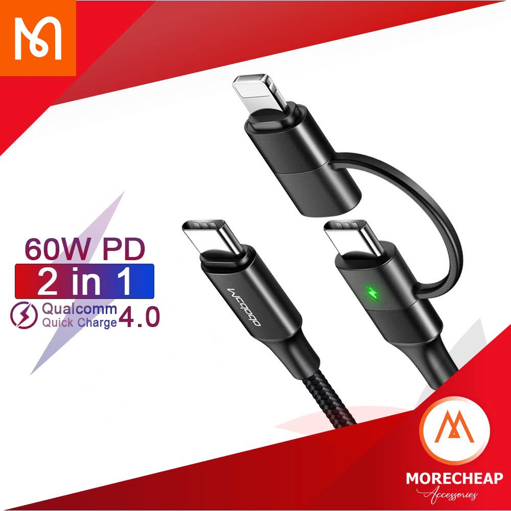 🔥ถูก/แท้🔥Mcdodo 2in1 สายชาร์จ LN USB-C PD 60W QC3.0 สายถัก C-C 18W | Shopee Thailand