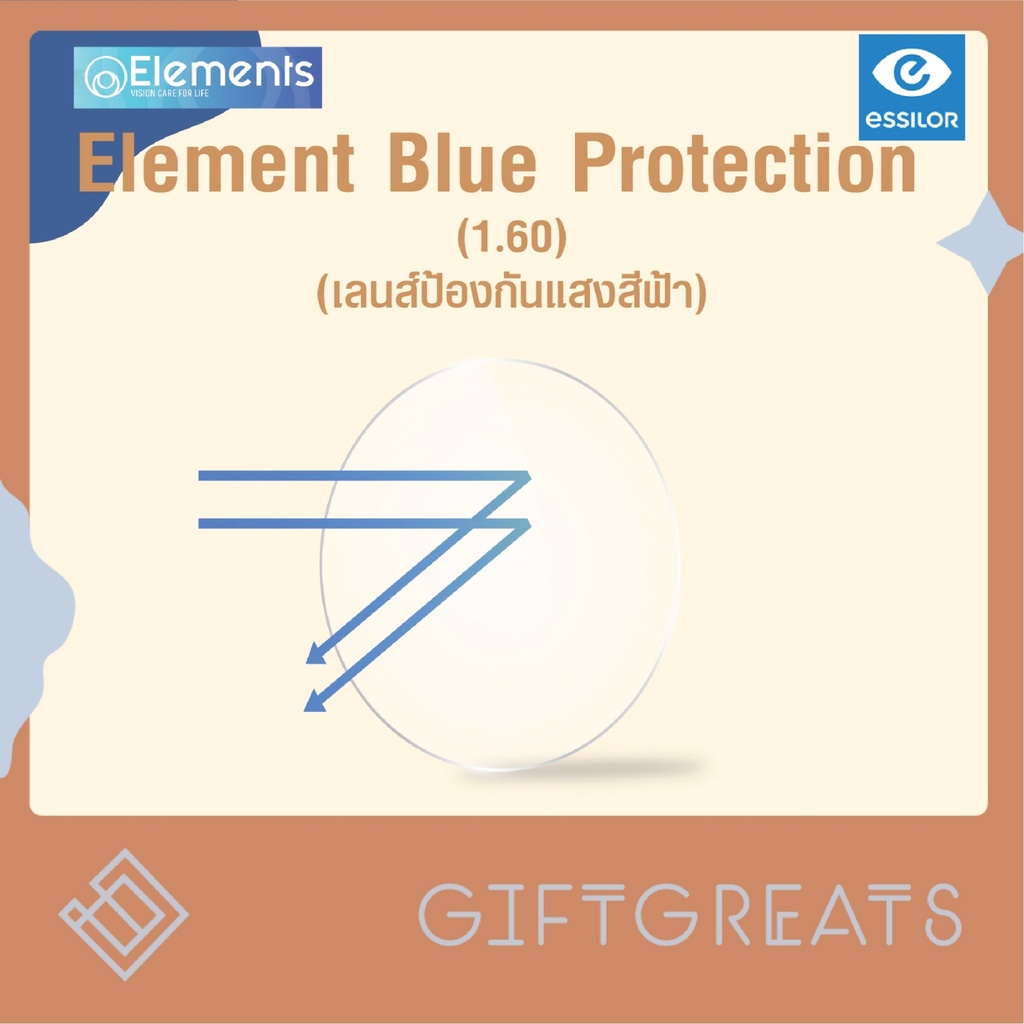 Elements Blue Protection 1.60 - เลนส์กรองแสงสีฟ้าย่อบาง | Shopee Thailand