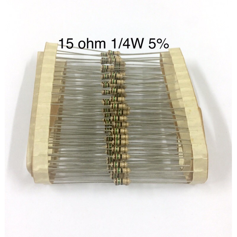 100ชิ้น 15 ohm 1/4W +-5% Resistor ตัวต้านทาน 15โอห์ม 1/4วัตต์ ค่าความ ...