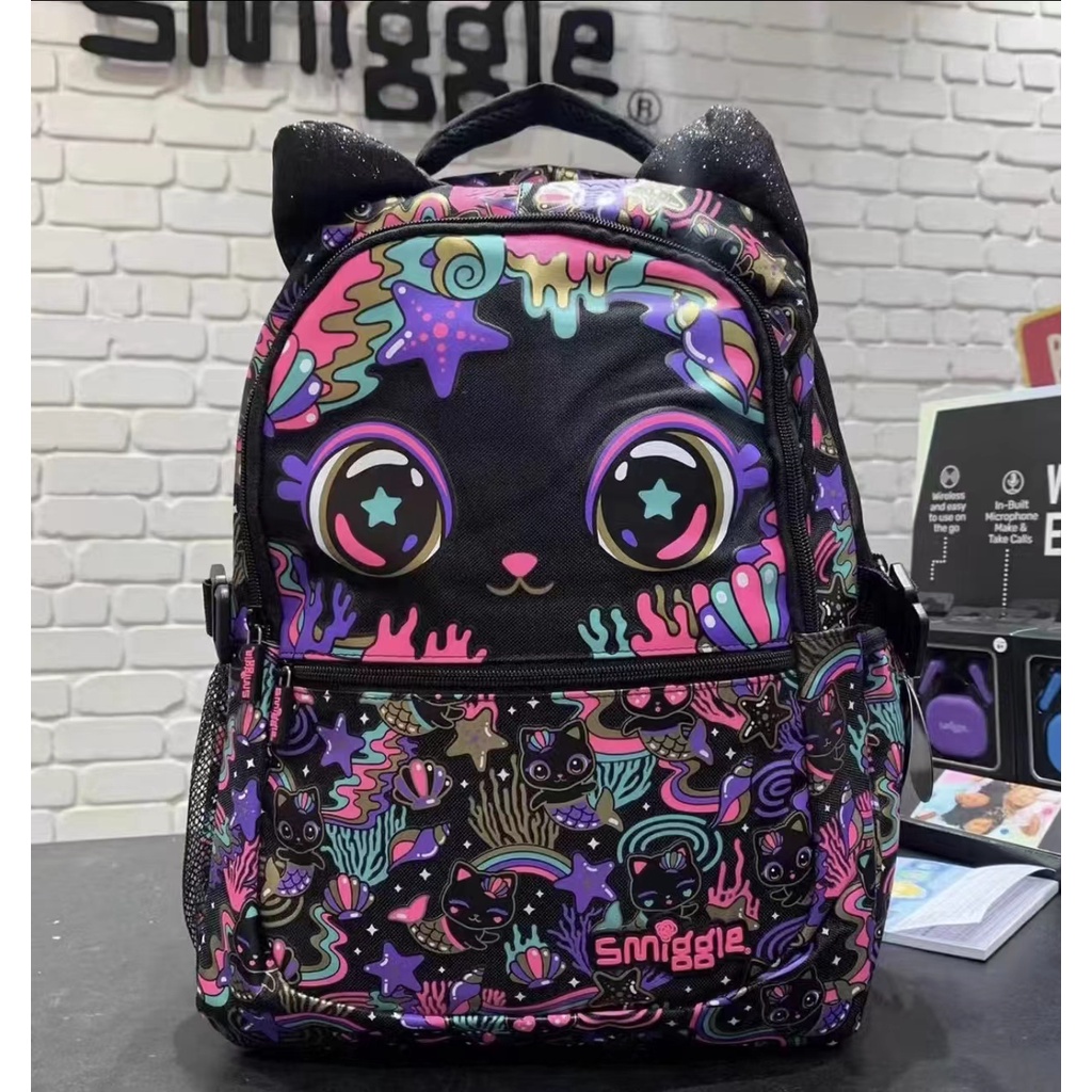 ใหม่ Smiggle กระเป๋าเป้สะพายหลัง คลาสสิก ลายแมวน่ารัก | Shopee Thailand