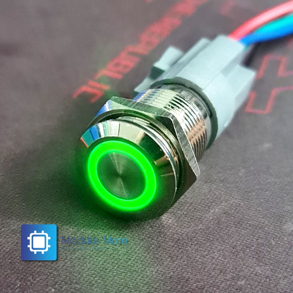 สวิทซ์กันน้ำ ปุ่มโลหะ กดติดกดดับ/ปล่อยดับ 5 ขา 16mm self-locking/reset waterproof power button ...