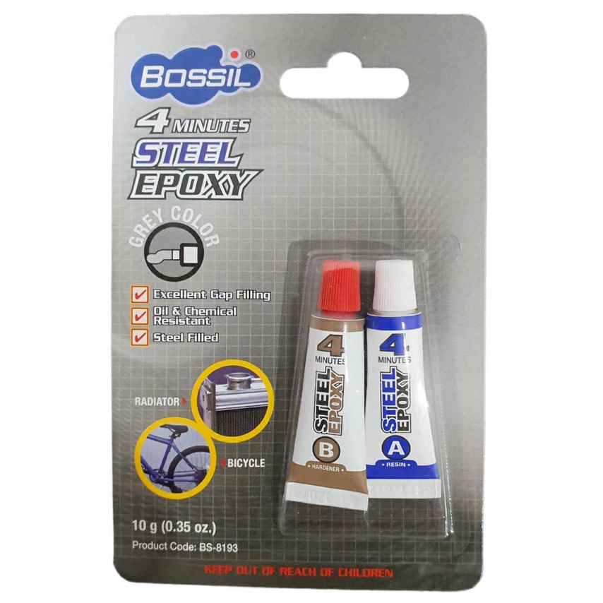 Bossil Steel EPOXY 4 Minutes BS-8193 (สีเทา) กาวปะเหล็ก แห้งเร็วภายใน4 ...
