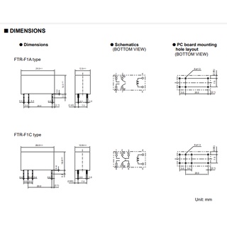 FTR FTR-F1CA005V FTR-F1CA012V FTR-F1CA024V F1CA005V F1CA012V F1CA024V Power Relay 5A DPDT ...
