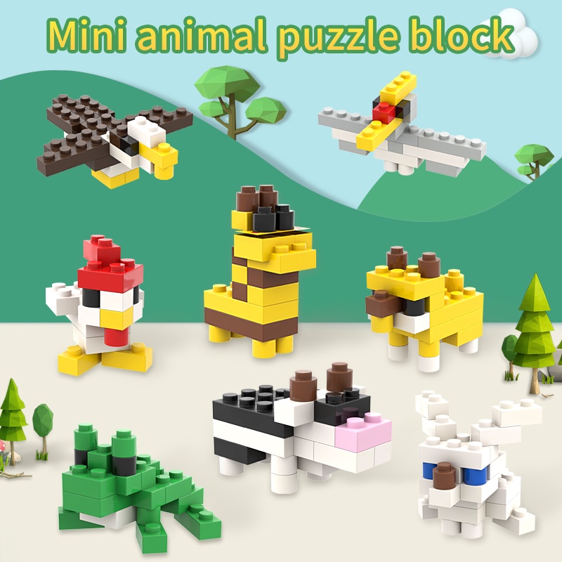 Mini Building Block / ของเล่นบีบอัด / อาคารสำนักงาน สัตว์ | Shopee Thailand