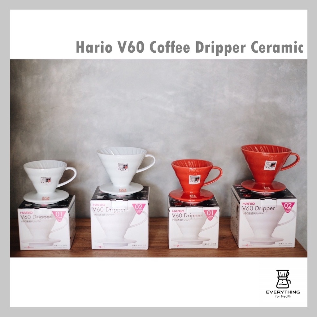 [พร้อมส่ง ของแท้] HARIO V60 Transparent Coffee Dripper Ceramic 01&02 ดร ...