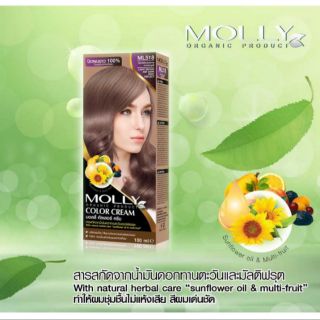 Molly Color cream มอลลี่ ครีมย้อมสีผม ML518 สีน้ำตาลอ่อนประกายเทาควัน ...