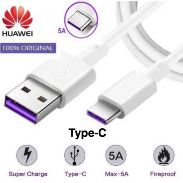 สายชาร์จ Huawei Cable Super Charge Type C (หัวใหญ่) ของแท้ รองรับ ...