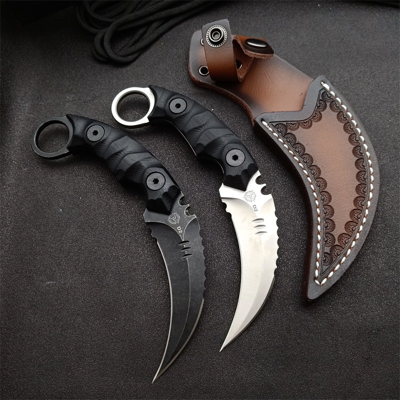 มีด คารัมบิท Strider Karambit knife เหล็ก D2 ใบ 3.1" ด้าม G10 มีดต่อสู้ ...