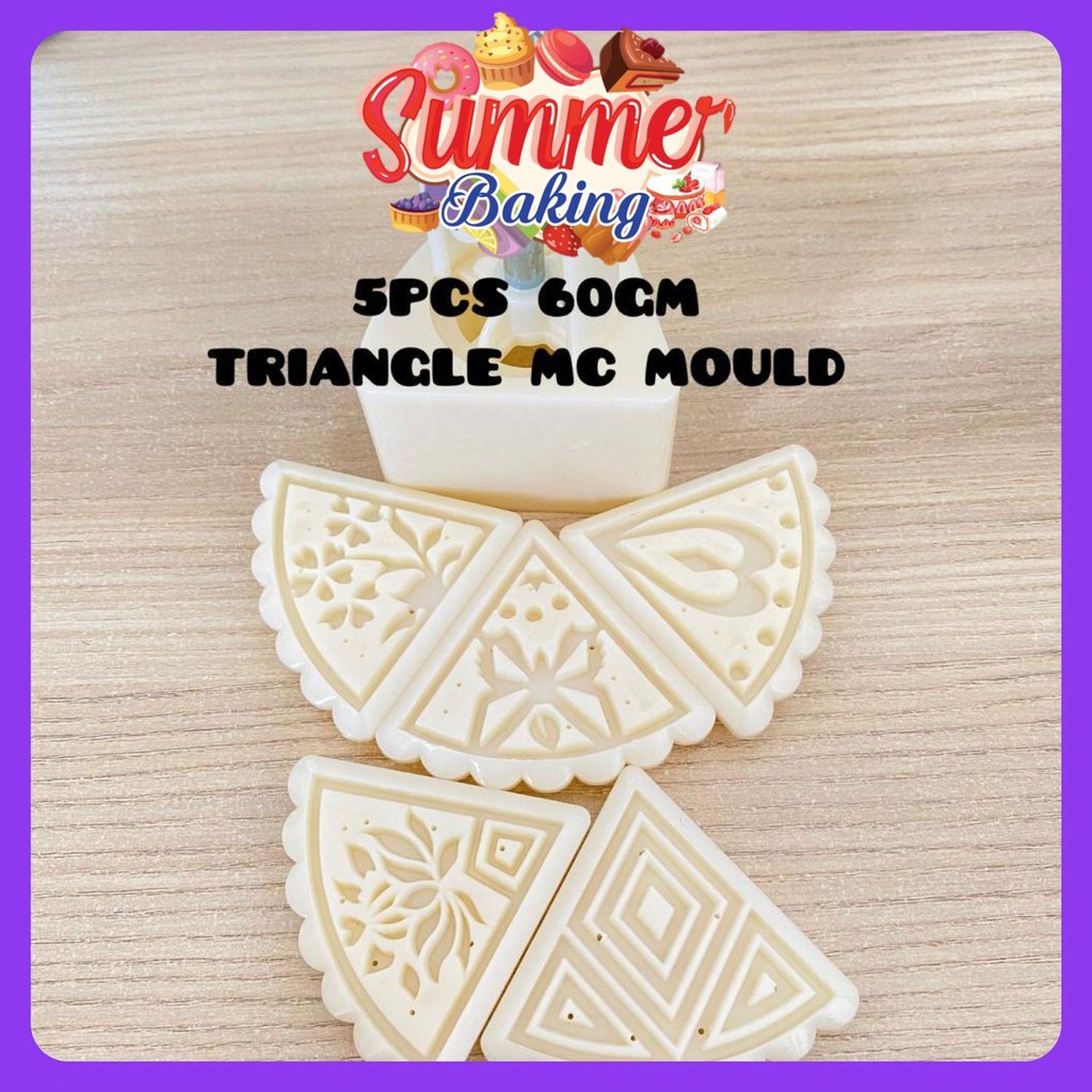 60GM 5PCS TRIANGLE SHAPE MC MOULD รูปเล็บ 5 แม่พิมพ์ขนมไหว้พระจันทร์ ...