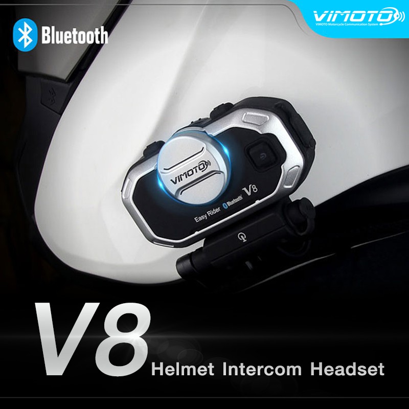 บลูทูธติดหมวกกันน็อค VIMOTO V8 เชื่อมต่อ Intercom ได้ มีระบบตัดเสียงรบกวน ตัวเครื่องกันน้ำกันฝน ...