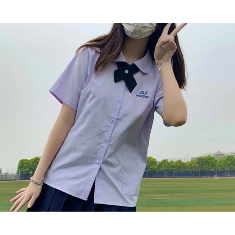 Queena ชุดนักเรียนหญิง เสื้อนักเรียนหญิง เสื้อปกทหารเรือ+หูกระต่าย+กระโปรงสั้น นักเรียนหญิง jk ...