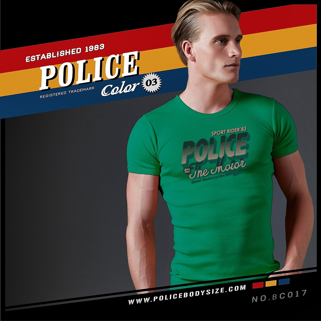 Police Bigsize เสื้อยืด ทรง Slim รุ่น Color3 (BC017) | Shopee Thailand