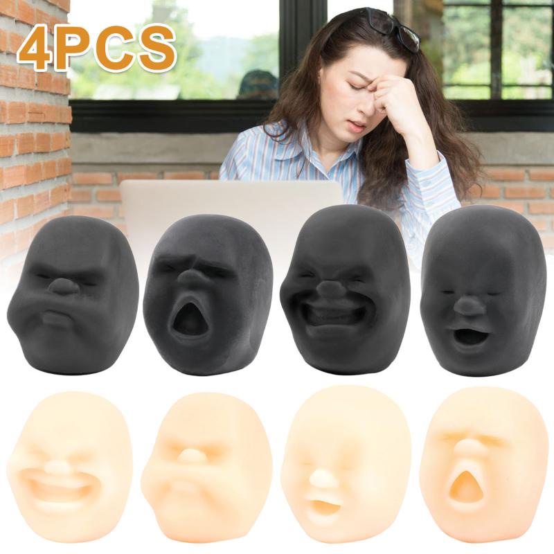 NEW 4pcs Human Face Balls Stress And Anxiety Relief Emotion Vent Ball ...