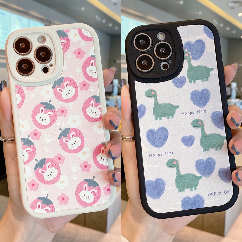 เคสโทรศัพท์มือถือ แบบนิ่ม ลายไดโนเสาร์ สตรอเบอร์รี่ และกระต่าย สําหรับ