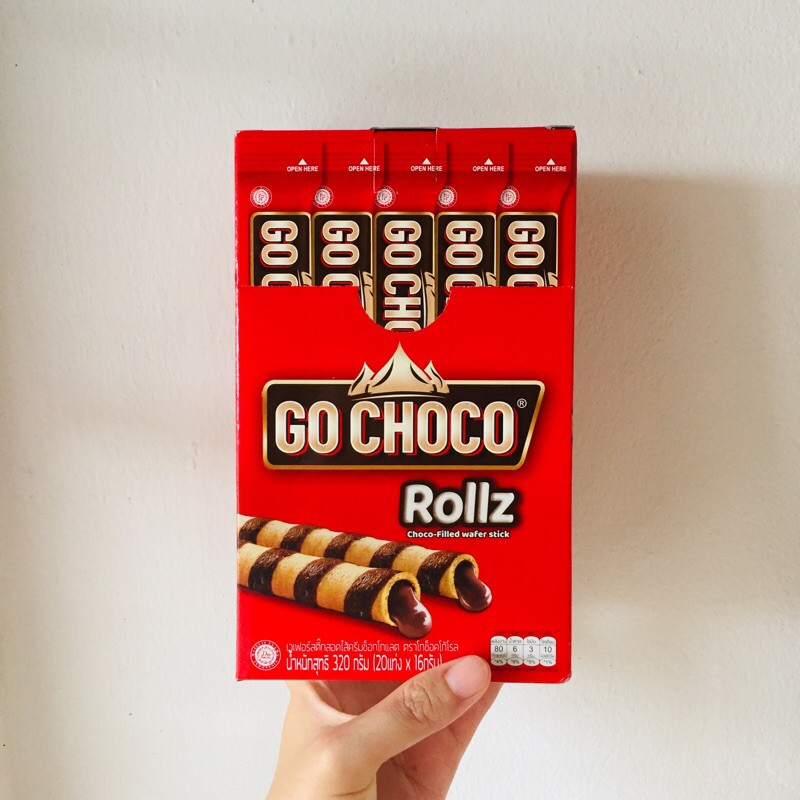 อร่อยมาก!!! ขนม เวเฟอร์สติ๊กสอดไส้ครีมช็อกโกแลต Go Choco Rollz โกช็อกโก ...