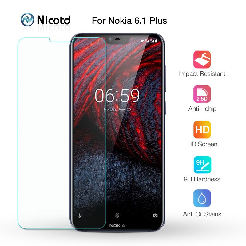 9h ฟิล์มกระจกนิรภัยสําหรับ Nokia 6.1 Plus กระจกนิรภัยป้องกัน 9h ป้องกัน ...
