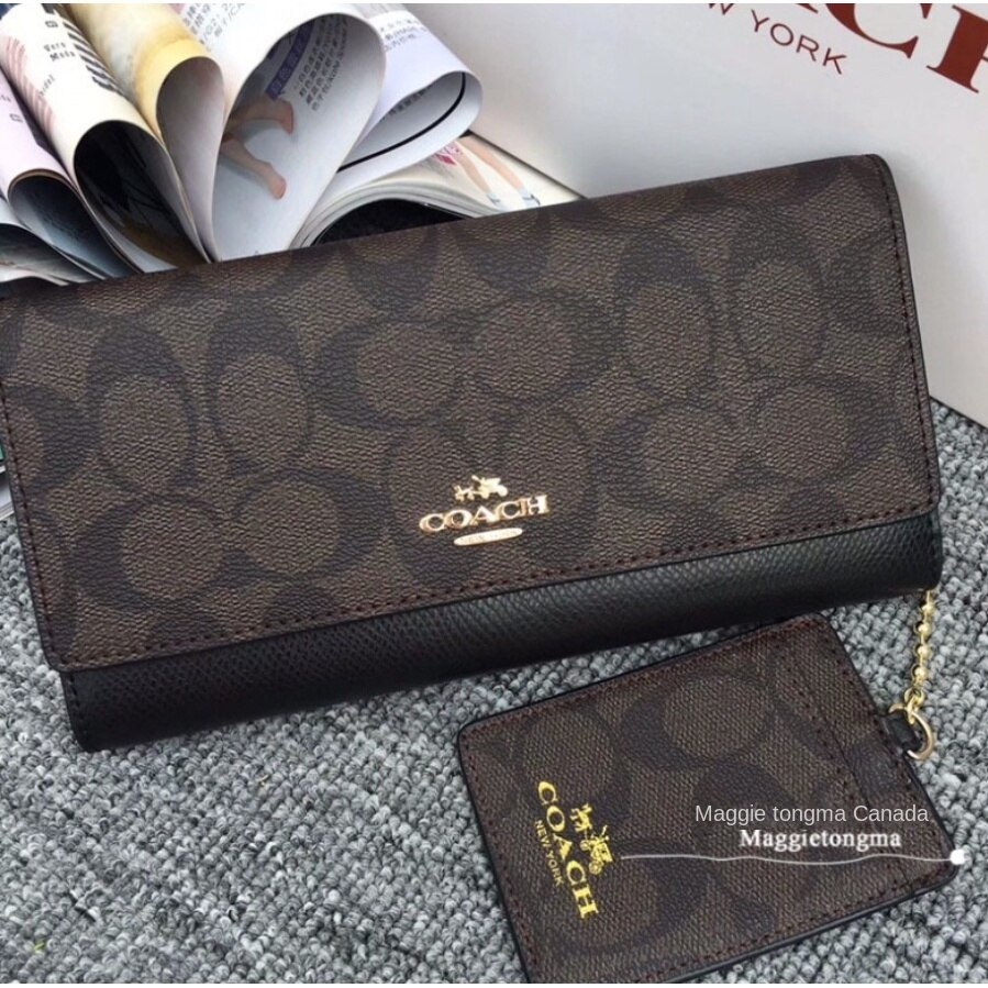 #Maggie Canada# ของแท้ 100%Coach F53763 กระเป๋าสตางค์ผู้หญิงแบบพับได้ ...