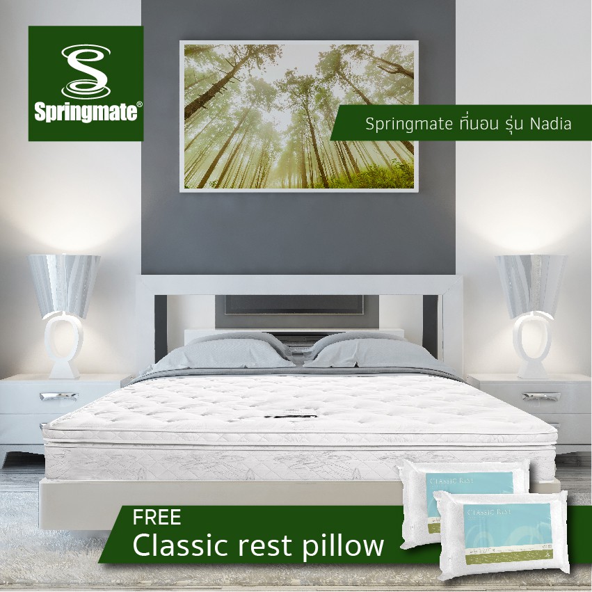[ผ่อน 0% ส่งฟรีทั่วไทย] Springmate ที่นอนรุ่น Nadia (นุ่มฟิน) แถมฟรี !! หมอนหนุนสุขภาพกันไรฝุ่น ...
