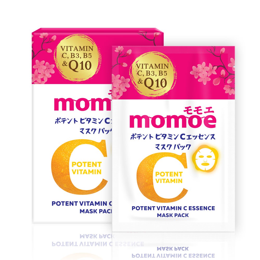 MOMOE POTENT VITAMIN C ESSENCE MASK PACK | Shopee Thailand