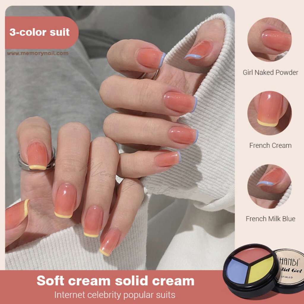 [ พุดดิ้ง เจล ตลับ3สี HANBI ] Solid Nail Polish สีทาเล็บเจล ถูกใจ ถูก ...