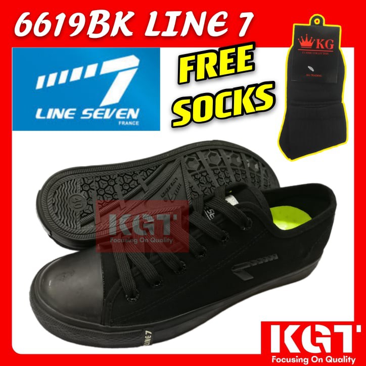 ฟรีถุงเท้า KASUT BERTALI SEKOLAH HITAM LINE SEVEN L7-6619 ดีไซน์ลูกไม้ ...