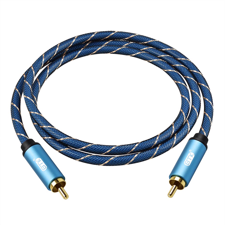 ERTK RCA to RCA สีฟ้า สาย RCA สำหรับเครื่องเสียง สายหุ้มฉนวน Nylon ...