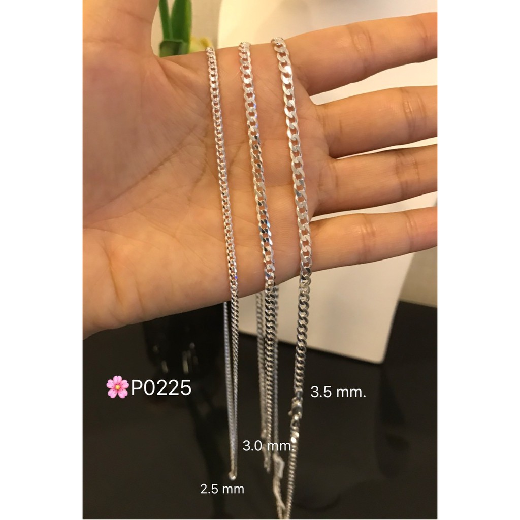 สร้อยคอเงินแท้92.5% ลายเลสแบนตัดลาย (งานอิตาลี)P0225 | Shopee Thailand