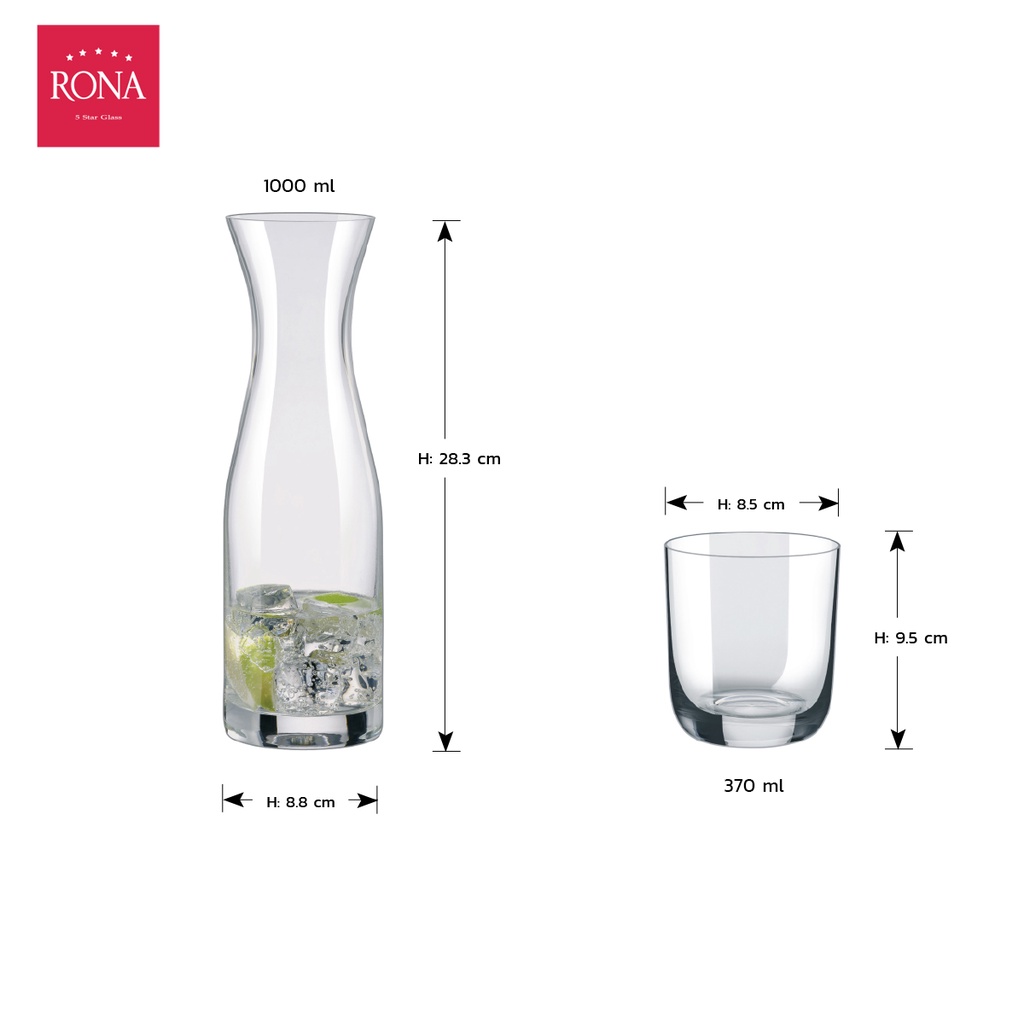 เซตขวดน้ำ Rona Water Set 5 (ขวด+แก้วน้ำ 4 ใบ) | Shopee Thailand