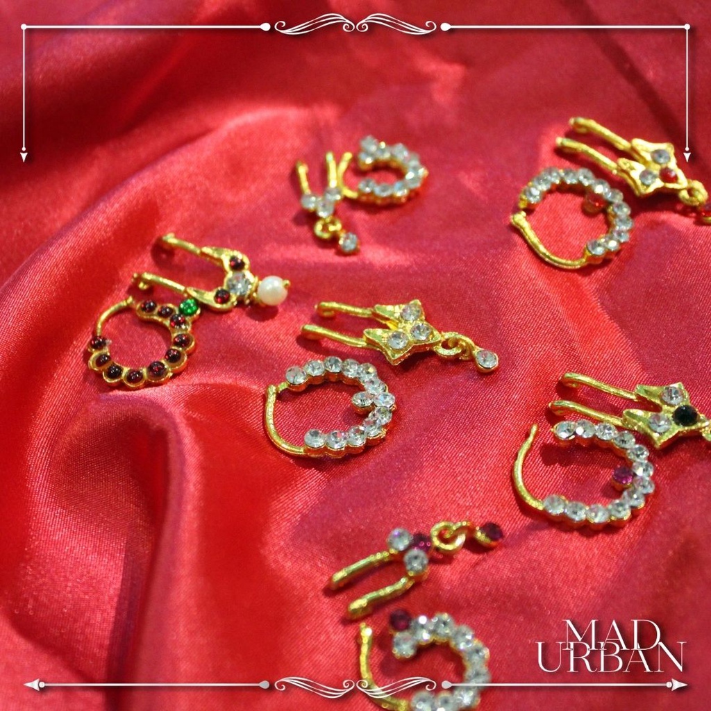 Bharatanatyam Mookuthi Mukuthi Stone & Kemp Set Bharatham Dancers แหวน ...