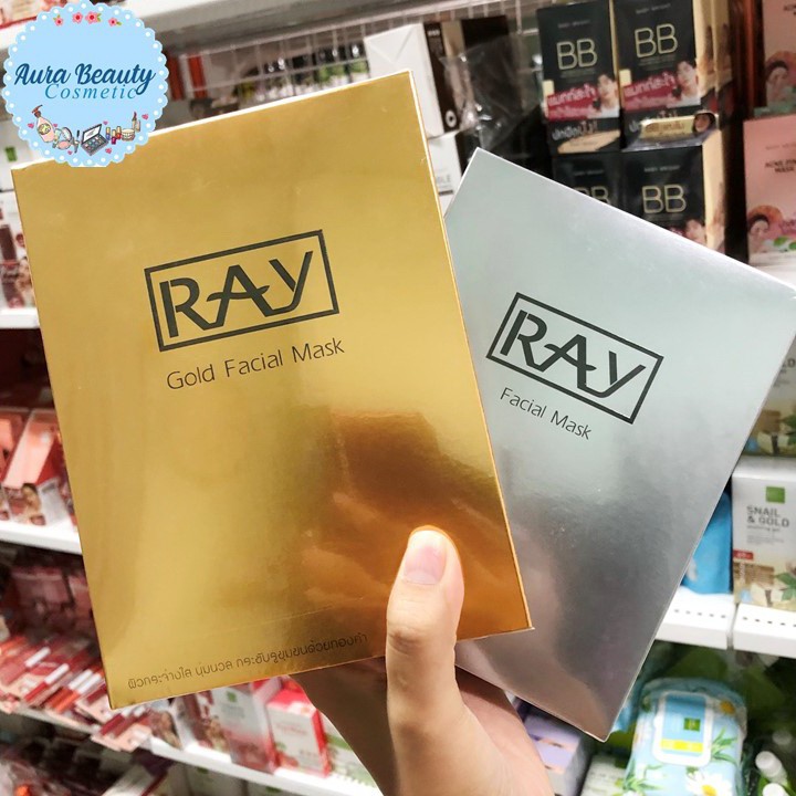 Ray Facial Mask 30g x 10 ซอง แผ่นมาสก์หน้า สูตร สีเงิน ทอง | Shopee ...
