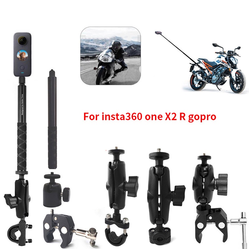 Motorcycle Bike Invisible Selfie Stick Monopod Handlebar Mount Bracket ...