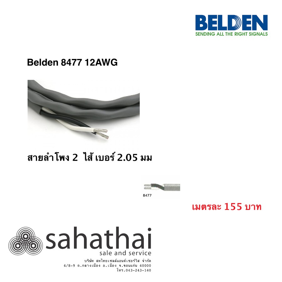 Belden 8477 สายลำโพง 2 ไส้ ขนาด 2.05มม | Shopee Thailand