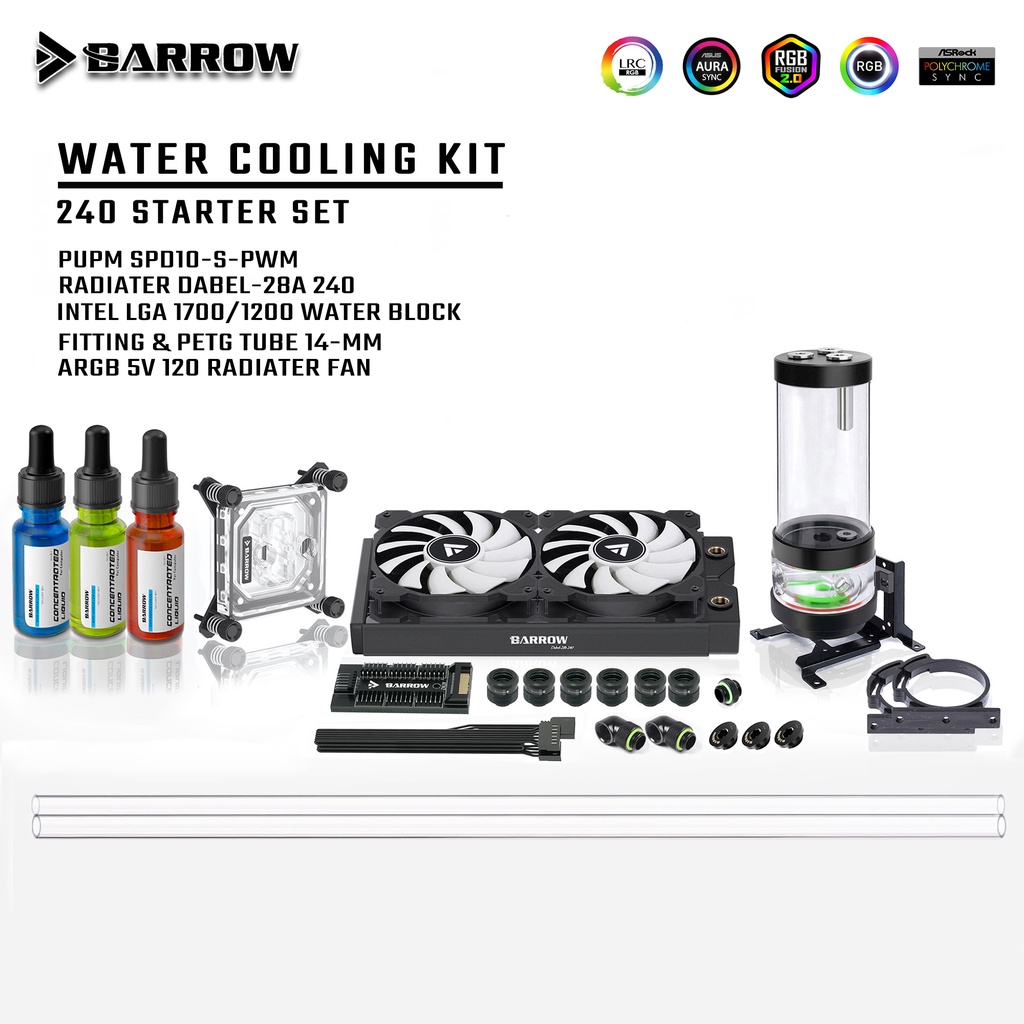 BARROW WATER COOLING SET INTEL/AMD 240 STARTER KITS SUPPORT LGA-1700 ...
