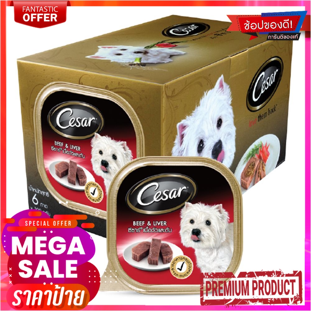 ซีซาร์ มัลติแพ็ค อาหารสุนัขชนิดเปียก รสเนื้อและตับ 100 กรัม X 6 แพ็ค ...