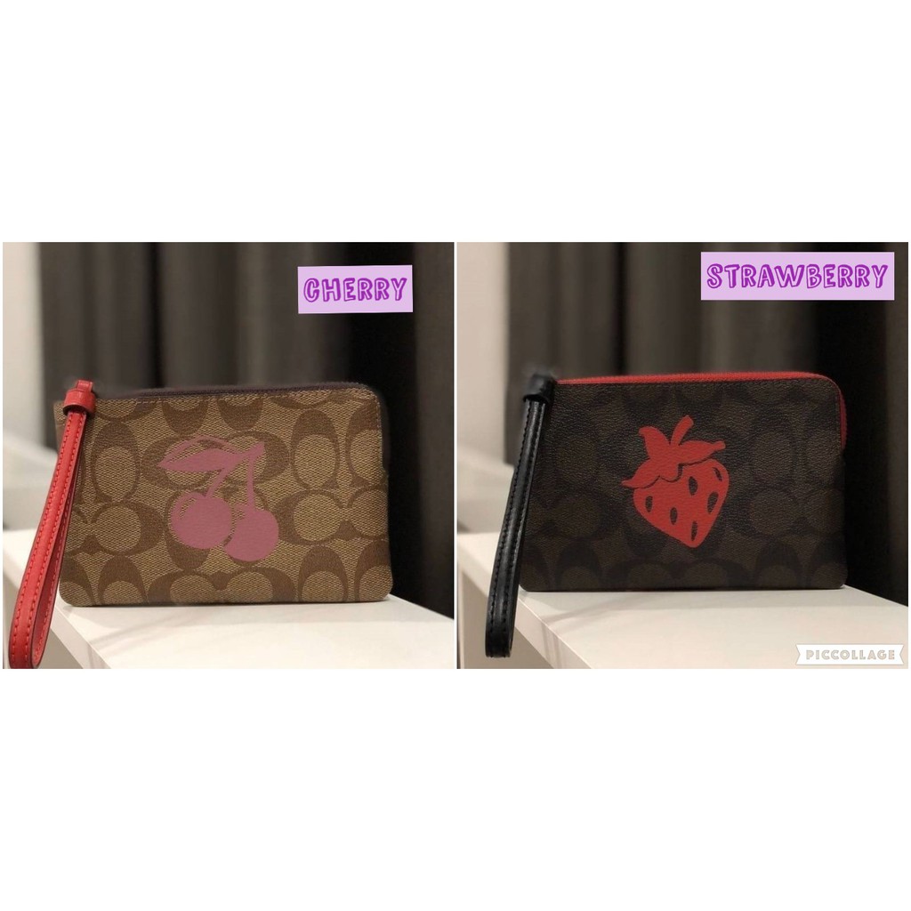 Coach แท้ ️พร้อมส่ง กระเป๋าคล้องมือ S 1 ซิป ลายผลไม้ | Coach Corner Zip ...