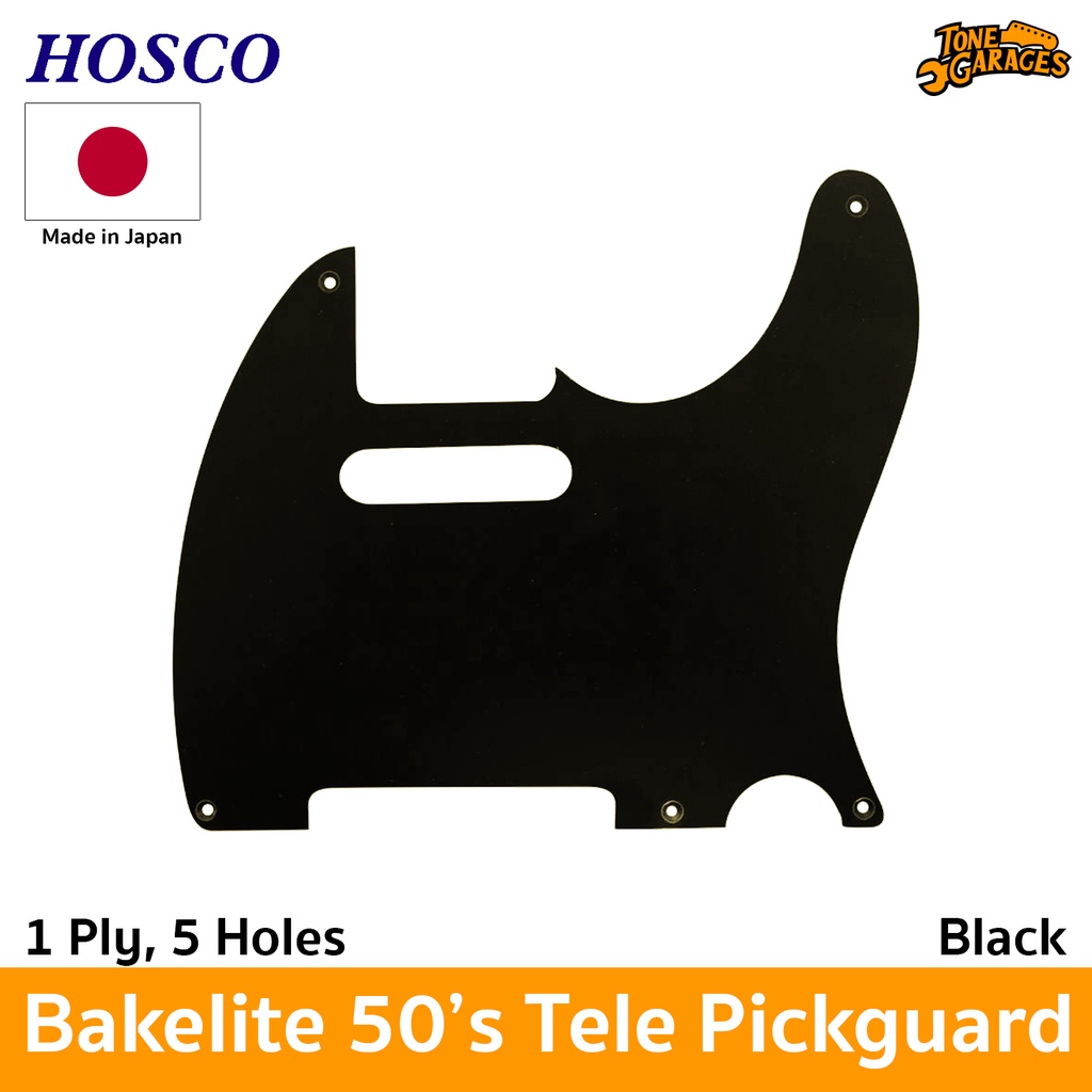 Hosco H-TC-BL-B1P Bakelite 1950s Tele Pickguard 1 Ply 5 Hole ปิ๊กการ์ดเทเล Made in Japan ...