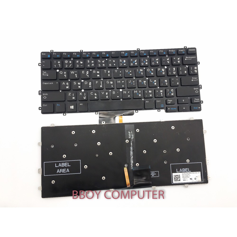 DELL KEYBOARD คีย์บอร์ด DELL Latitude 7370 E7370 TH-EN มี Backlight ...