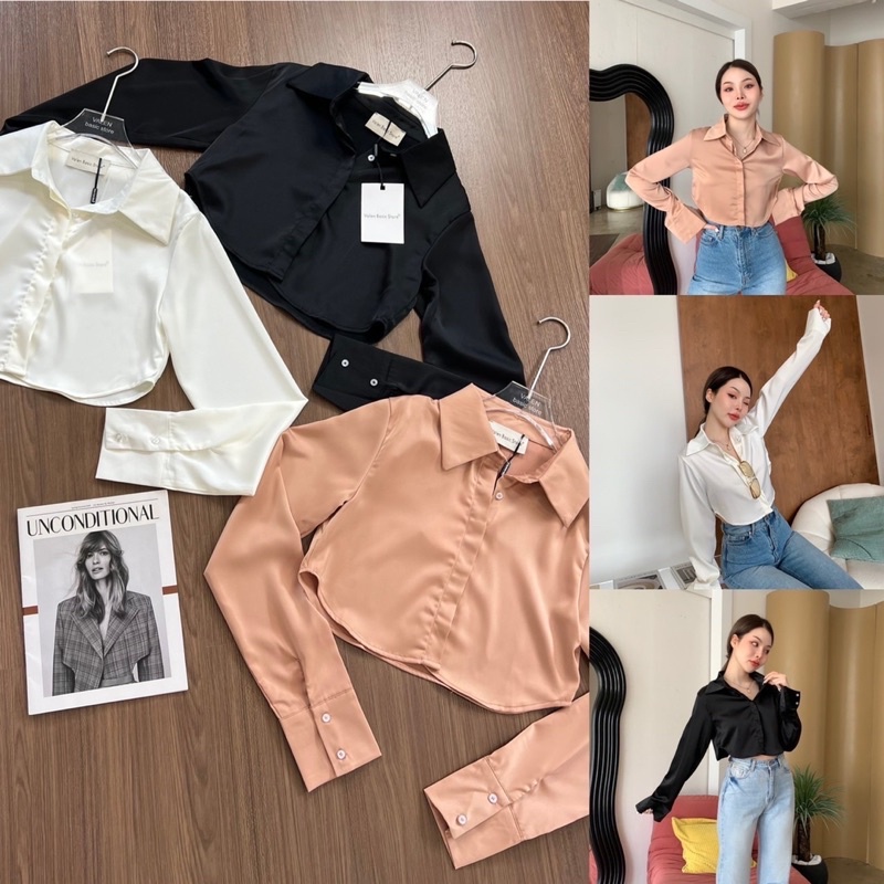 "Cop satin" เสื้อ Crop เนื้อผ้าสวย ทรงสั้น by VALEN BASIC STORE | Shopee Thailand