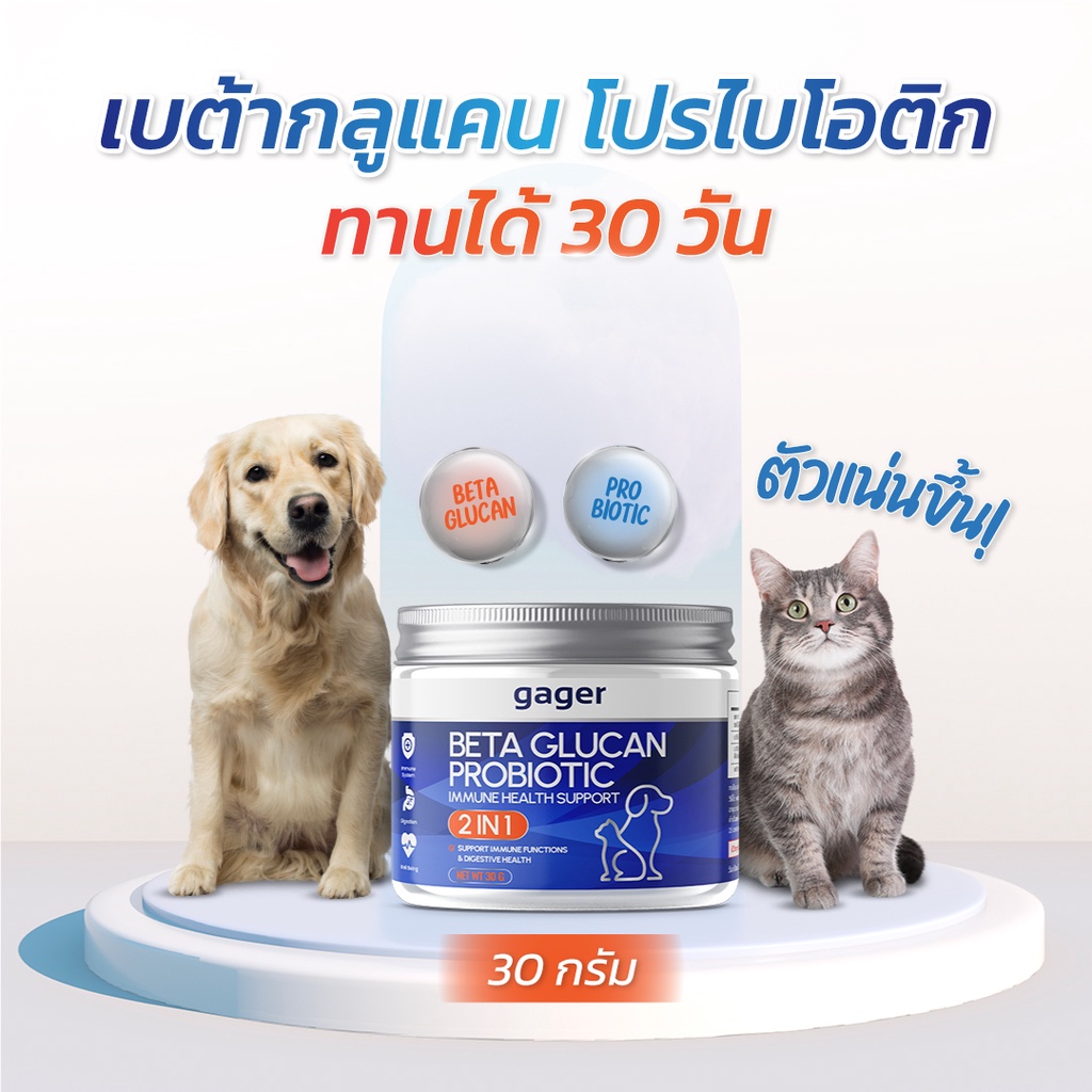 Gager (กาเจอร์) วิตามินหมา วิตามินแมว ผงเบต้ากลูแคน+โปรไบโอติค2in1 ...