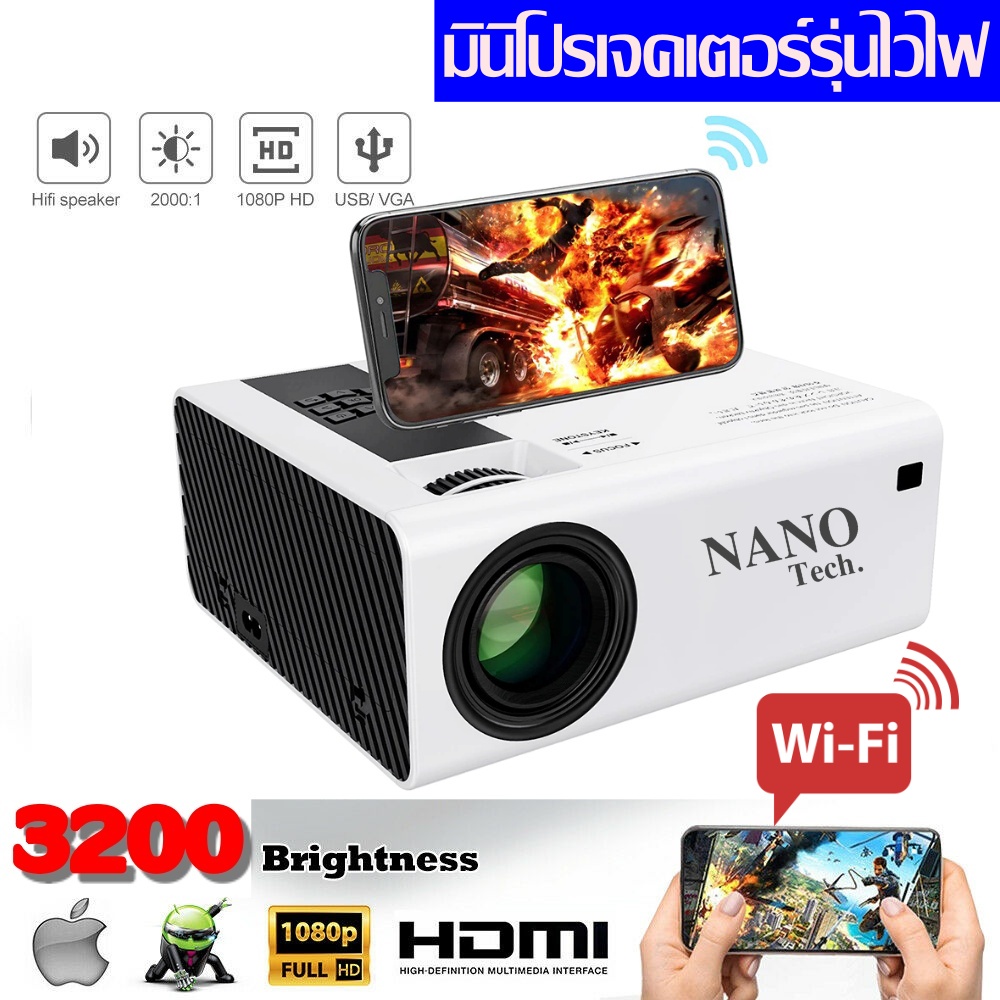 Y6 Mini Projector สำหรับโฮมเธียเตอร์รองรับ1080P WiFi TV LED HDMI USB ...