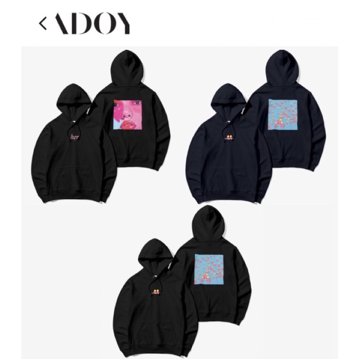 2021 ADOY ‘her’ / ‘baby’ Hoodie เสื้อฮู้ดแขนยาว สีดำ/ deep navy พรีออ ...