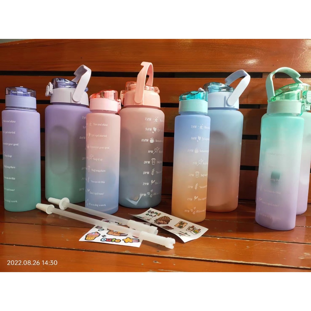 กระบอกน้ำสุดฮิต ขวดน้ำ 2 ลิตร+1 ลิตร แพ็คคู่ ขวดน้ำ 2000ml+1000ml สีพาสเทลสุดเก๋ (กระบอก สีพาส ...