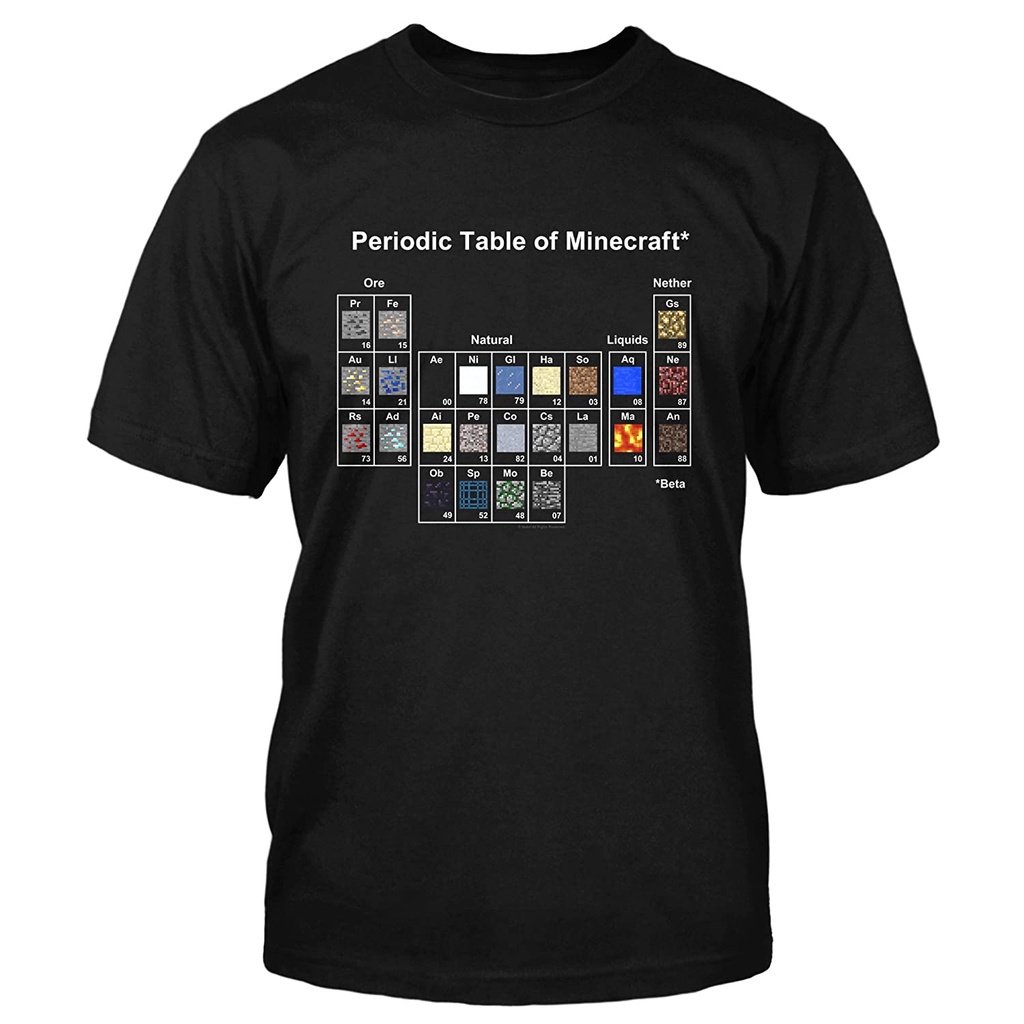 Minecraft Periodic Table Basic Men เสื้อยืด tee ผ้าฝ้าย 100% O-คอใหม่ ...