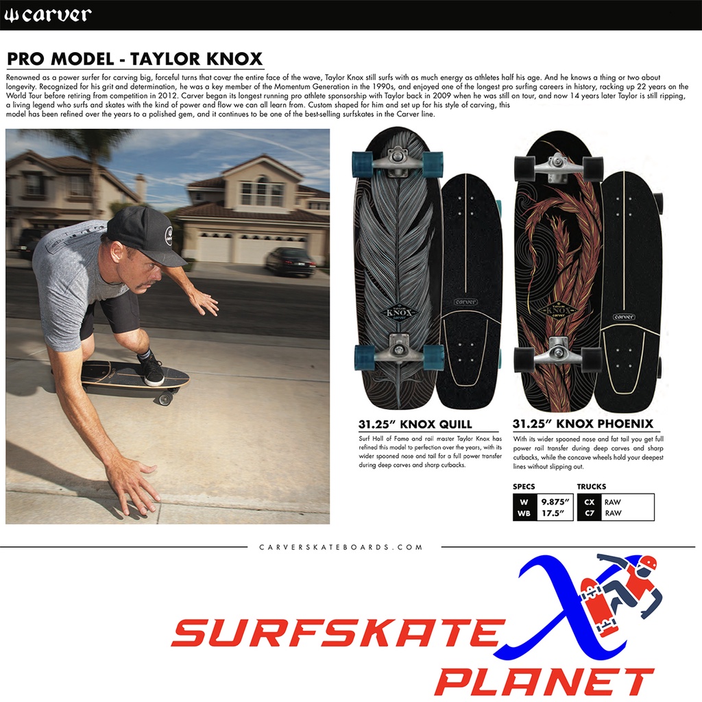 Carver 2022 Pro Model Taylor KNOX Series - Surfskate Planet X - ราคา ...