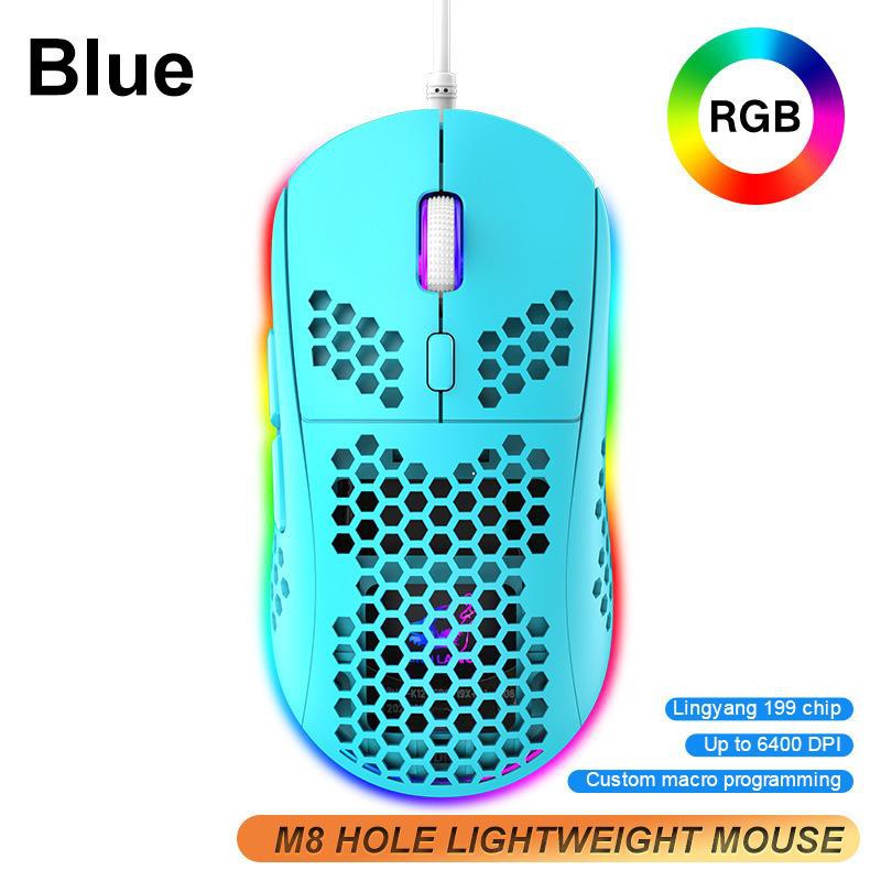 BOS016 Bosueเมาส์กลวง M8, เมาส์สำหรับเล่นเกม 6 ปุ่ม, เมาส์แบบมีสาย, เก ...