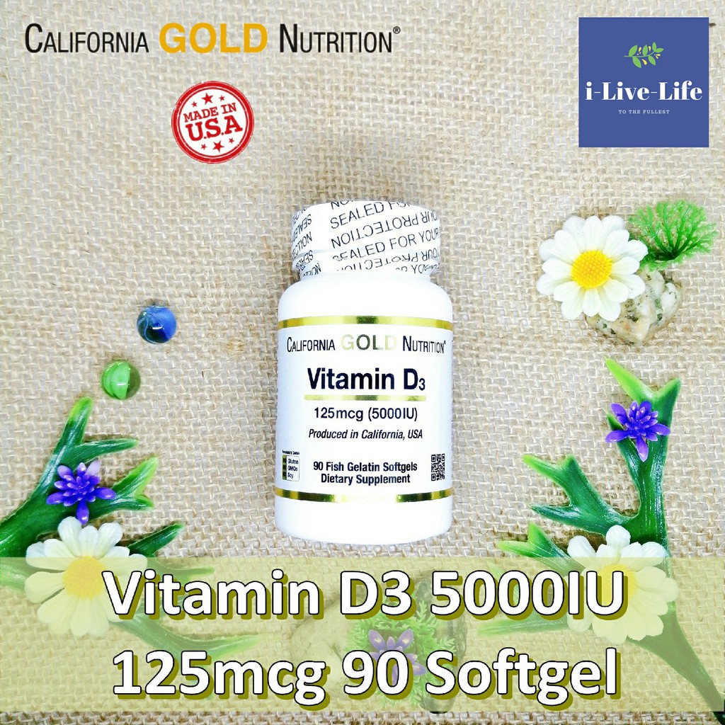 วิตามินดี3 Vitamin D3 125 mcg (5,000 IU) 90 Fish Gelatin Softgels ...