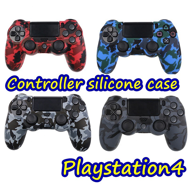 ฟรี!จุกอนาล็อค ซิลิโคนเคสจอย PS4 Silicone CAMO ลายพราง เคสสำหรับจอย PS4 ...